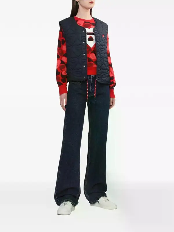 A BATHING APE Quilted Heart-badge Gilet - Blue