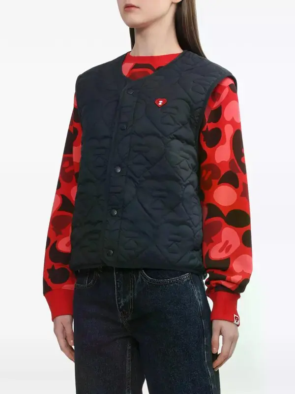 A BATHING APE Quilted Heart-badge Gilet - Blue