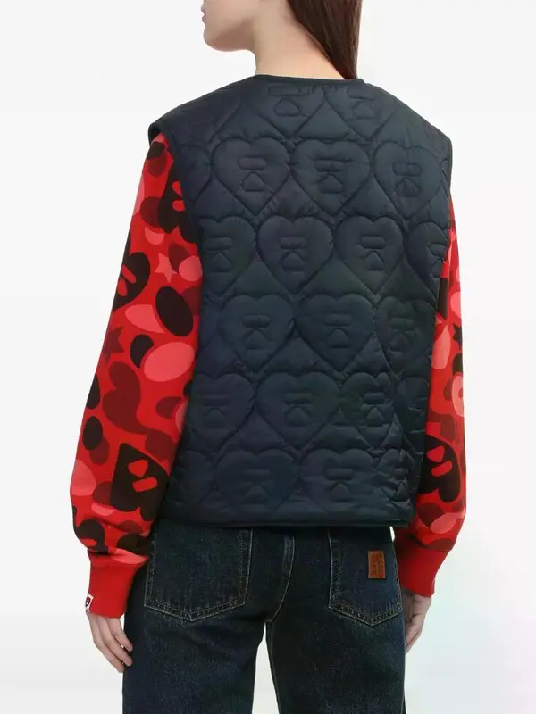 A BATHING APE Quilted Heart-badge Gilet - Blue