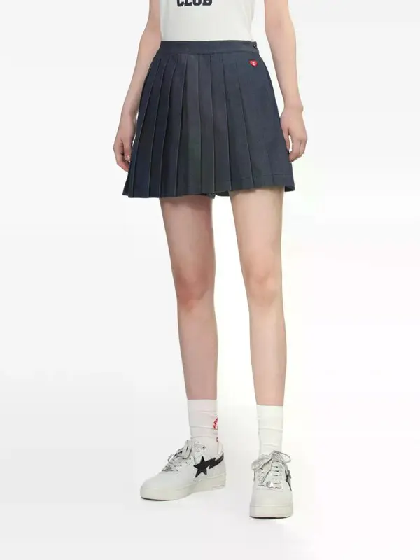 A BATHING APE Heart-badge Pleated Mini Skirt