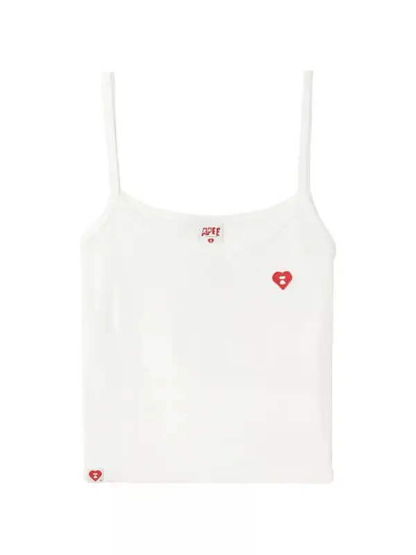 A BATHING APE Heart Ribbed Tank Top - White