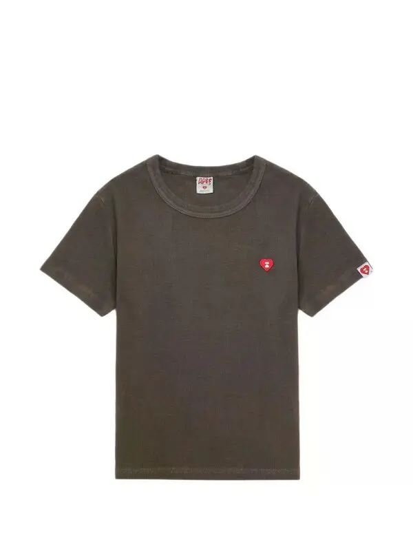 A BATHING APE Heart Detail Ribbed T-shirt - Brown