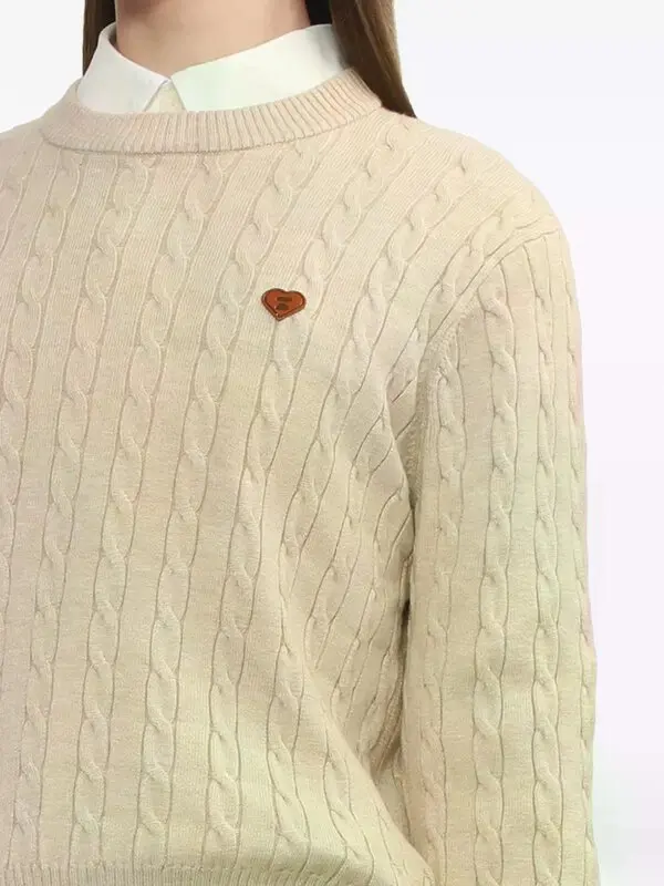 A BATHING APE Apee™ * Cable-knit Heart Sweater - Neutrals