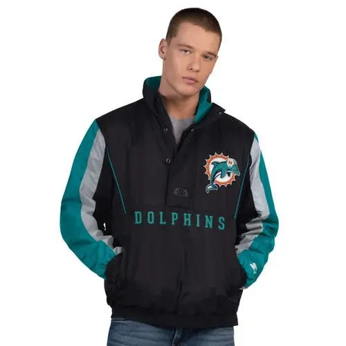 STARTER Miami Dolphins Vintage Logo Half-zip Jacket