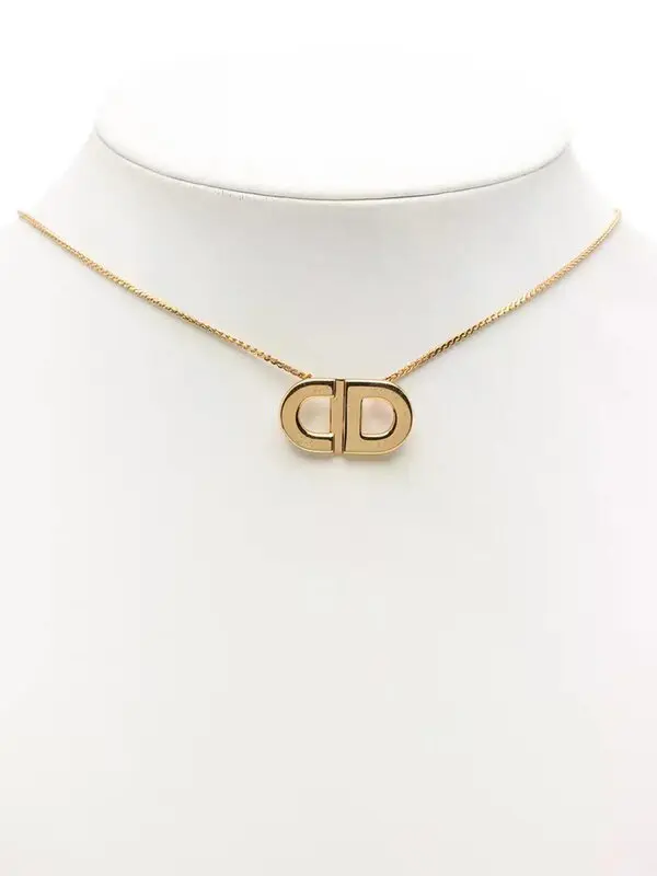 Dior 20th Century Plated Cd Logo Pendant Necklace