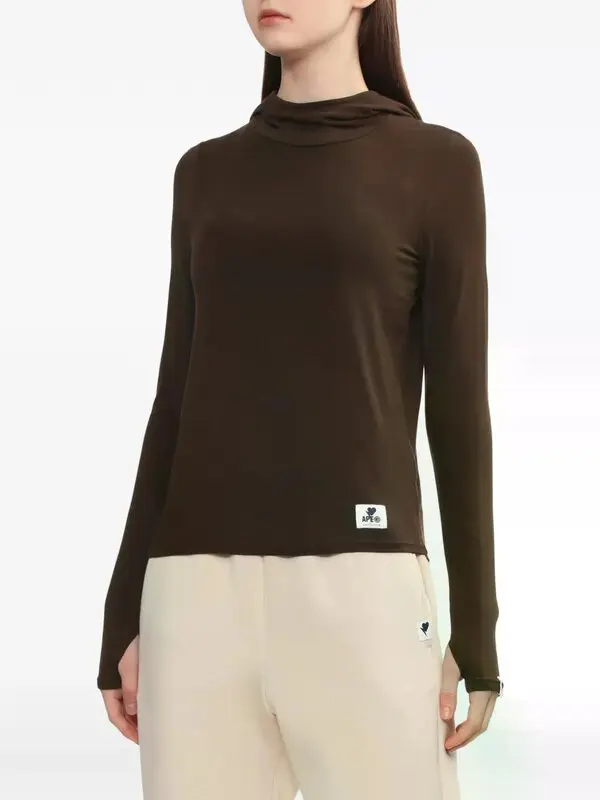 A BATHING APE Hooded Long-sleeve Top - Brown