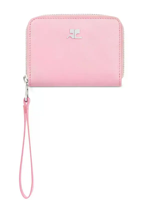 COURREGES Zipped Leather Compact Wallet - Pink