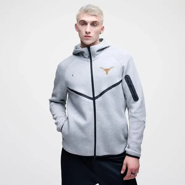 Nike Texas Longhorns Tech Fleece Full-zip Windrunner Hoodie - Heather Gray