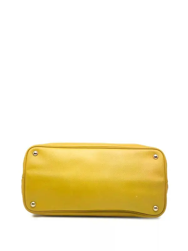 Prada Medium Saffiano Cuir Double Satchel - Yellow