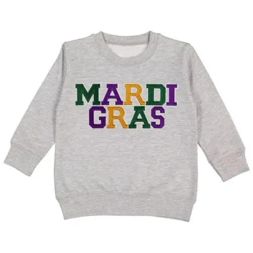SWEET WINK Mardi Gras Patch Sweatshirt - Grey