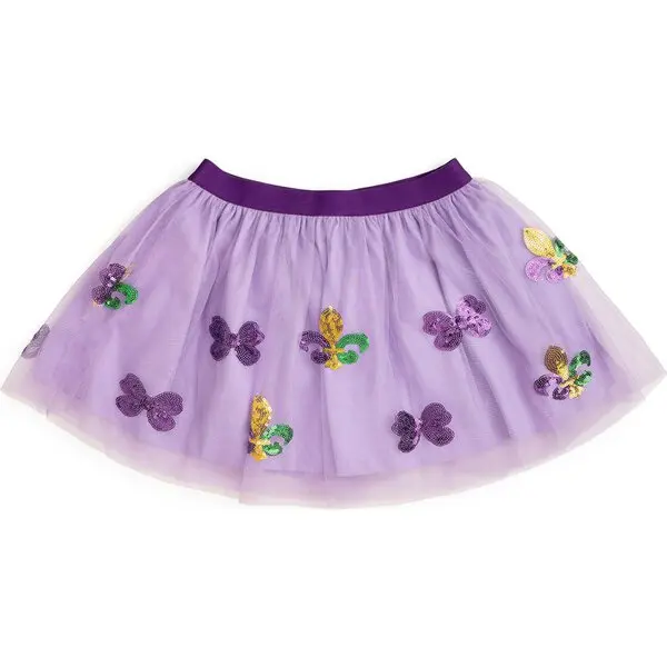 SWEET WINK Fleur De Lis Sequin Mardi Gras Tutu - Lavender