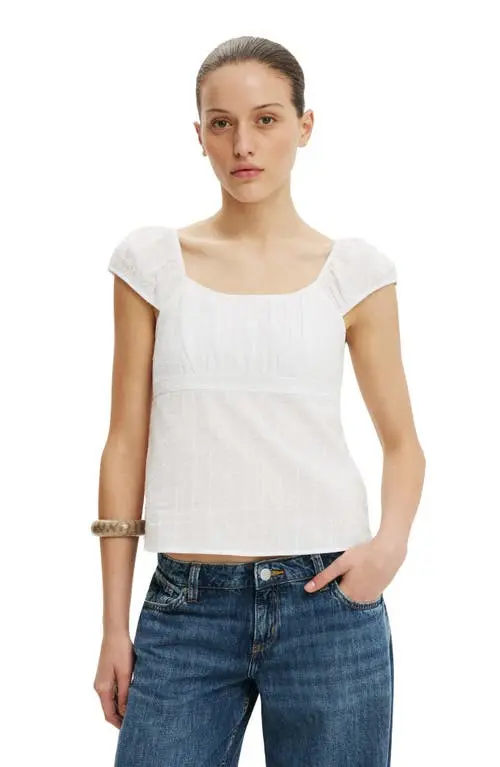 COTTON ON Tie-back Babydoll Top - White Texture