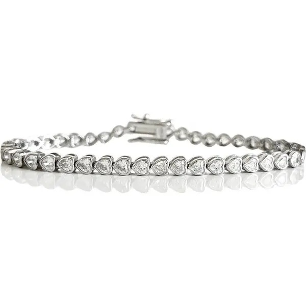 LENI JAMES Marie Heart Bezel Tennis Bracelet - Silver