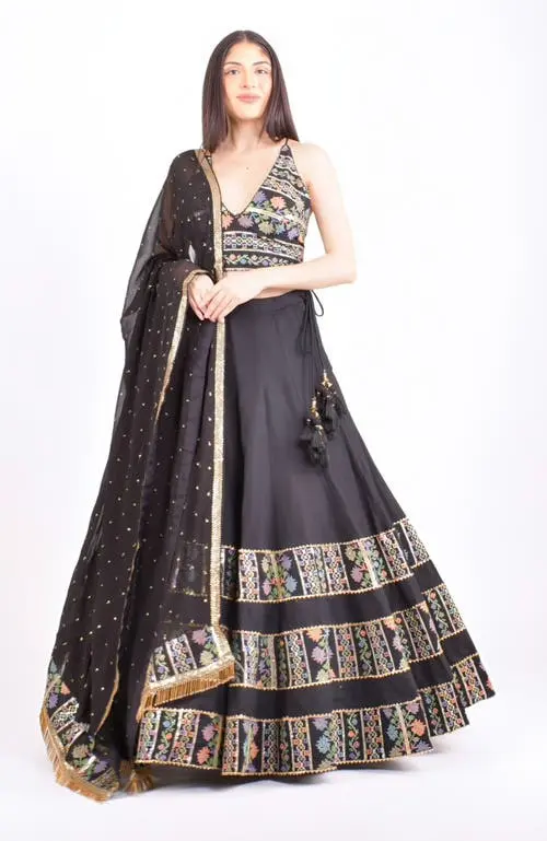 RAAS Embroidered Chaniya Choli Set - Black