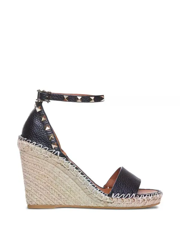 Valentino Garavani Double Rockstud Heeled Espadrilles - Black