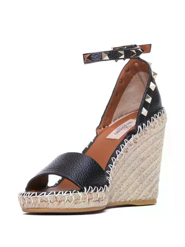 Valentino Garavani Double Rockstud Heeled Espadrilles - Black