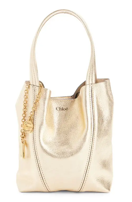 Chloé Small Spin Metallic Leather Tote
