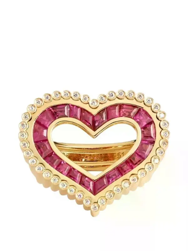 MARIE LICHTENBERG Love Diamond & Ruby Heart Ring - Gold