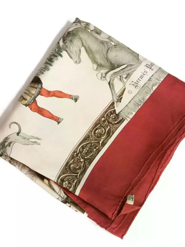 Hermès 1970s L’hiver Silk Scarf - Neutrals