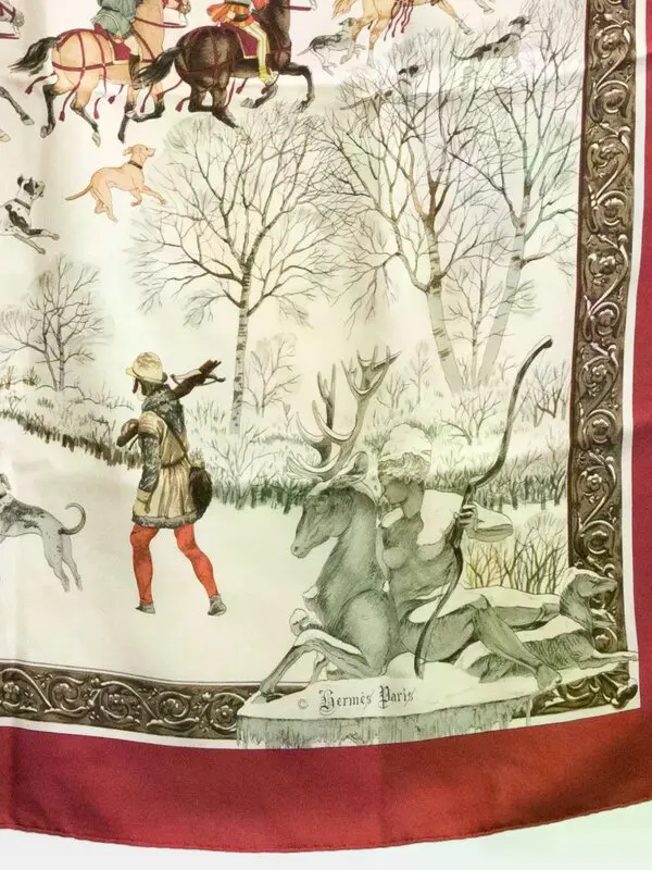 Hermès 1970s L’hiver Silk Scarf - Neutrals