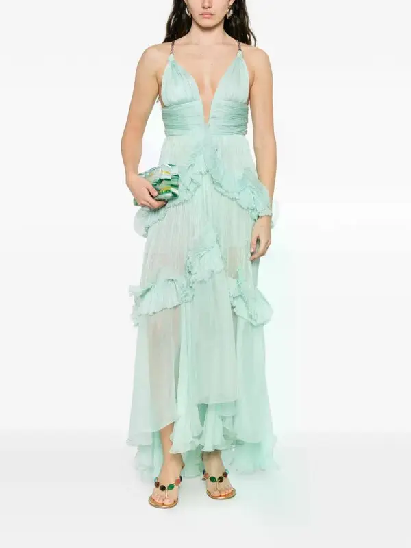 Maria Lucia Hohan Ruffled Maxi Dress - Green