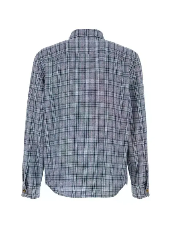 Versace Embroidered-logo Checked Wool Shirt