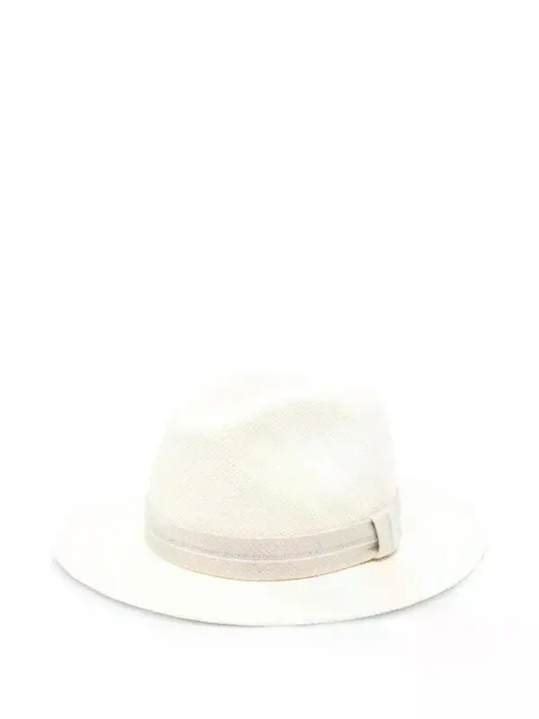 Eleventy Ribbon Trim Hat - White