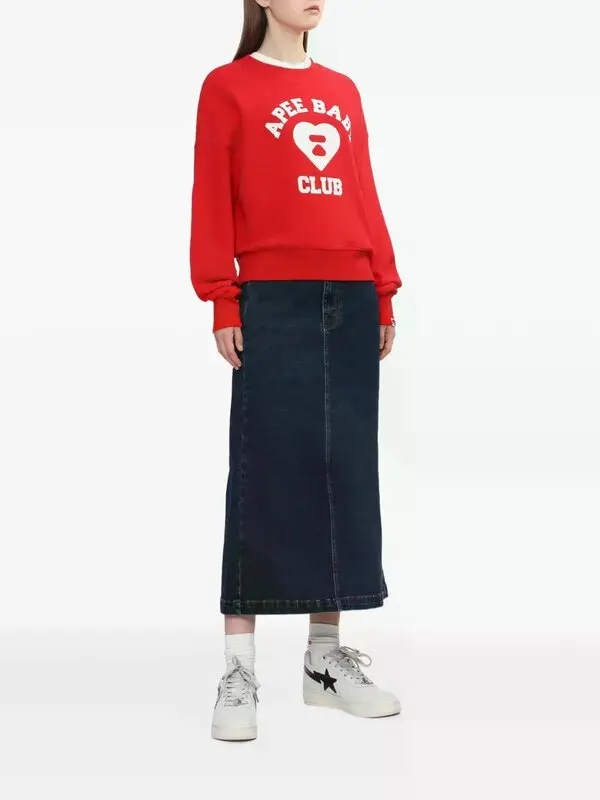 A BATHING APE Crewneck Sweatshirt With Slogan Print - Red
