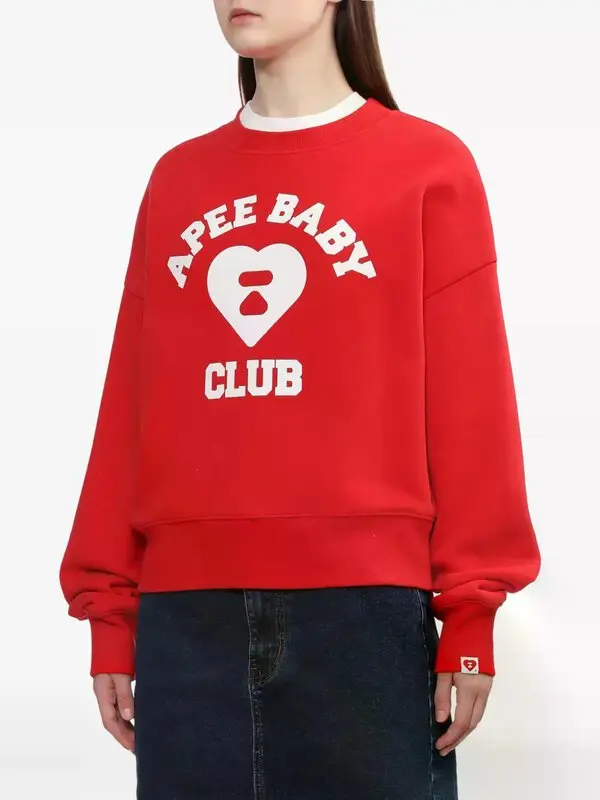 A BATHING APE Crewneck Sweatshirt With Slogan Print - Red