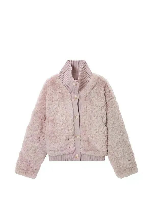 B+AB Faux Fur Funnel-neck Jacket - Pink