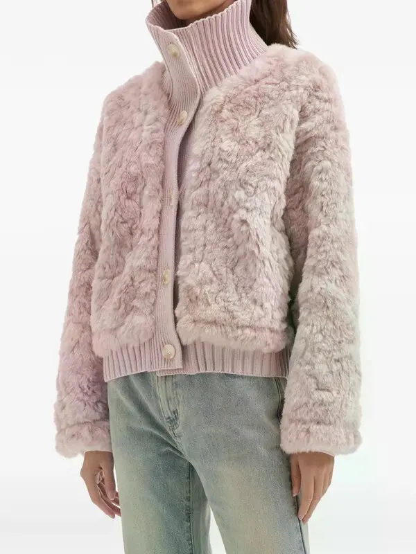 B+AB Faux Fur Funnel-neck Jacket - Pink