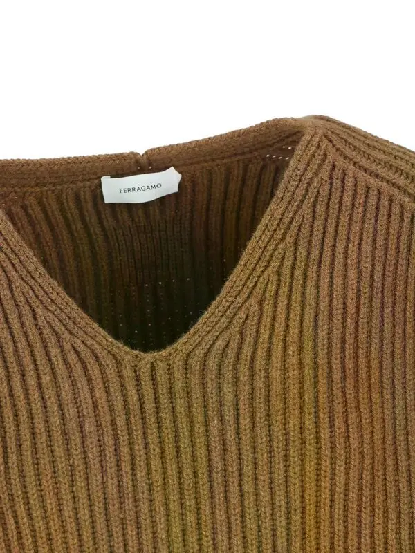 FERRAGAMO Ribbed V-neck Knitwear
