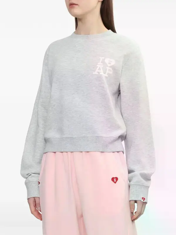 A BATHING APE Heart Graphic Sweater - Grey