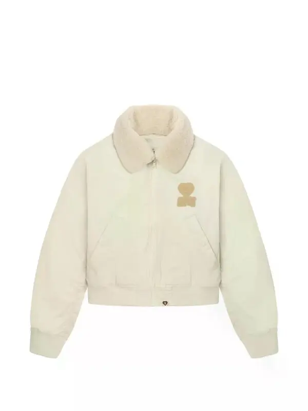 A BATHING APE Shearling Collar Patch Jacket - Neutrals