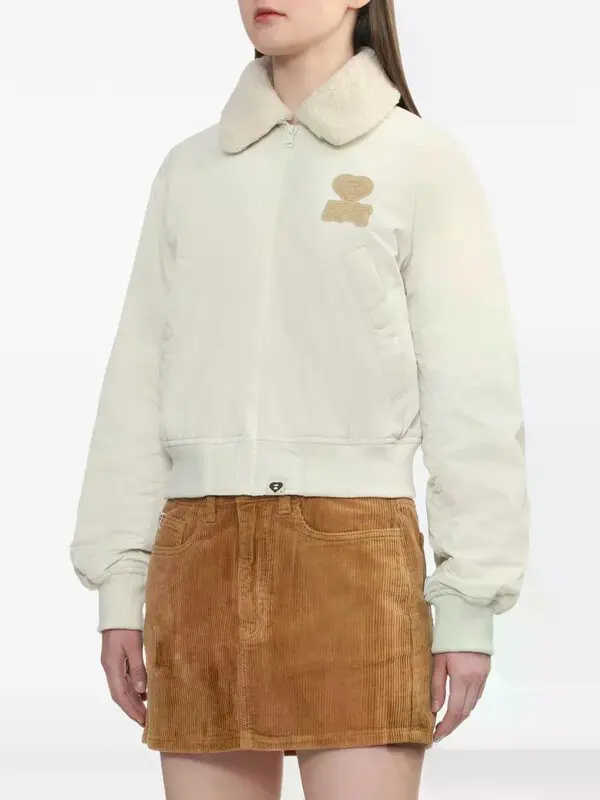 A BATHING APE Shearling Collar Patch Jacket - Neutrals
