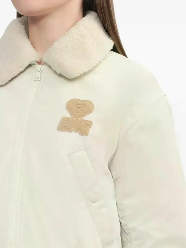 A BATHING APE Shearling Collar Patch Jacket - Neutrals