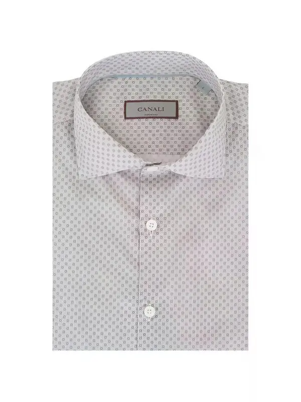 Canali Medallion-print Cotton Shirt - Neutrals