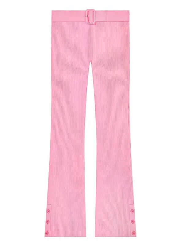 COURREGES Ribbed-knit Belted Trousers - Pink