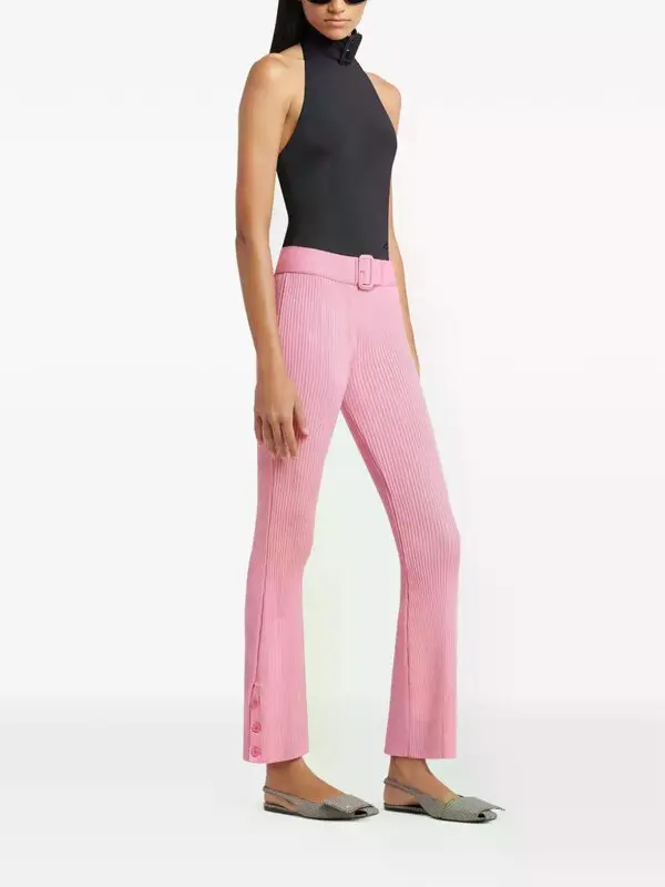 COURREGES Ribbed-knit Belted Trousers - Pink