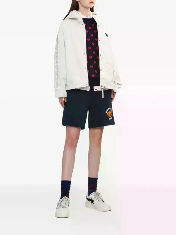 A BATHING APE Hooded Logo Jacket - Neutrals