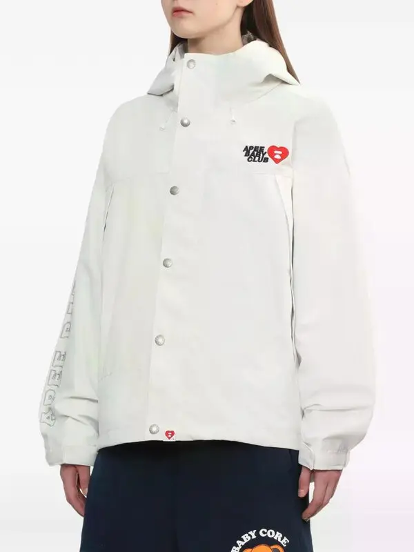 A BATHING APE Hooded Logo Jacket - Neutrals