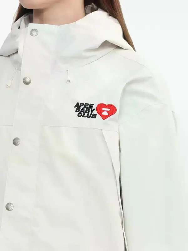 A BATHING APE Hooded Logo Jacket - Neutrals