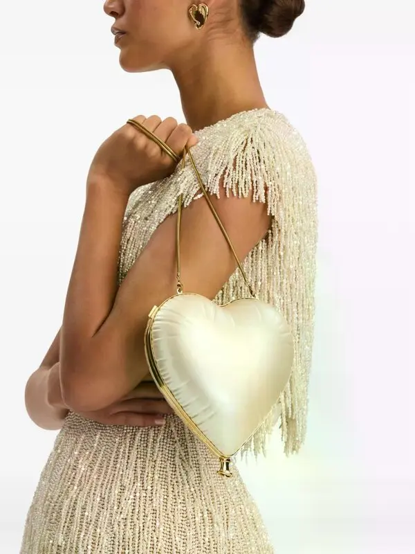 Oscar De La Renta Heart Balloon Chain Clutch Bag - Neutrals