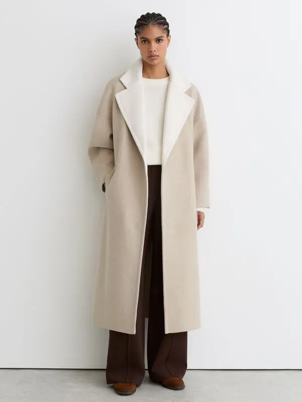 REISS Marcela Wool Contrast-lapel Coat