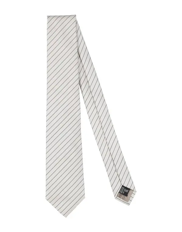 Emporio Armani Striped Silk Necktie - Off White