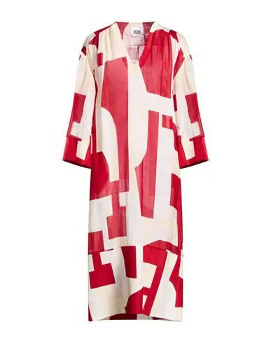 Alpha Studio Midi Dress Viscose Linen Two-tone V-neck - Burgundy