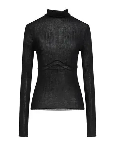 Patrizia Pepe Turtleneck Ribbed-knit Top - Black