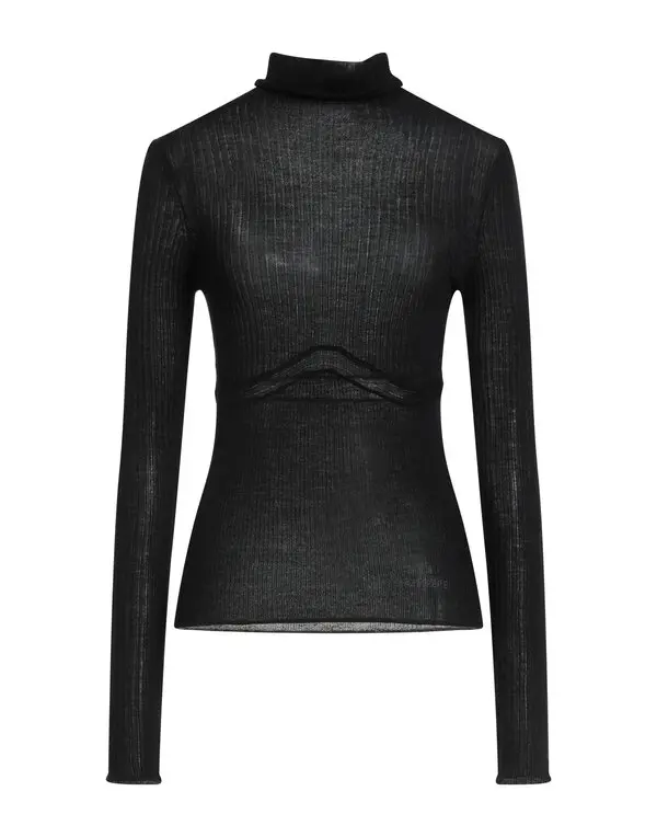 Patrizia Pepe Turtleneck Ribbed-knit Top - Black