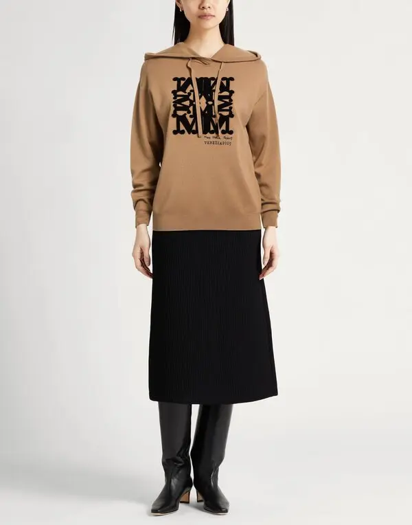 Max Mara Knitted Virgin Wool Hooded Sweater - Beige