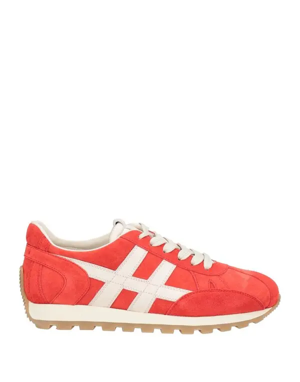 Hogan Leather And Suede Low-top Sneakers - Tomato Red